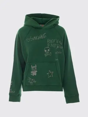 Zadig&Voltaire Oversized Cotton Hoodie With Rhinestone Logo Embellishment - Green