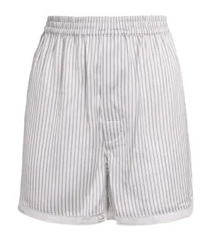 SKIMS Woven Shine Boxer Shorts - Silver