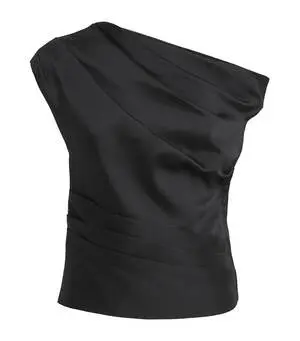 SELF-PORTRAIT Taffeta Off-the-shoulder Blouse - Black
