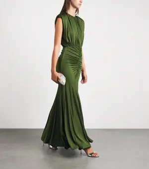 SELF-PORTRAIT Jersey Gathered Maxi Dress