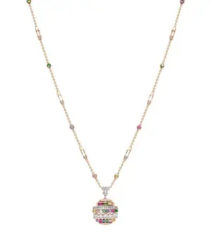 BOODLES Play Of Light Chelsea Pendant Necklace In Rose Gold With Diamonds, Sapphires, Rubies, And Tsavorites - Pink