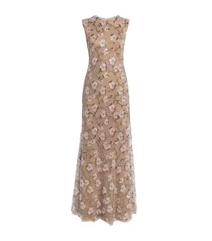 SELF-PORTRAIT Sequin-embellished Rhinestone Maxi Dress - Pink