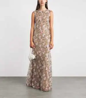 SELF-PORTRAIT Sequin-embellished Rhinestone Maxi Dress