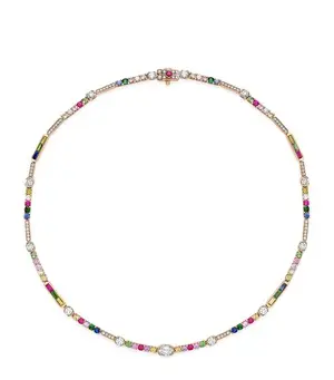 BOODLES Rose Gold, Diamond, Sapphire, Ruby And Tsavorite Chelsea Necklace - Pink
