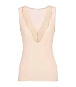 Saint Laurent Silk Lace-trim Tank Top