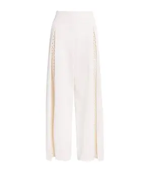 Escvdo Crochet-panel Wide-leg Trousers