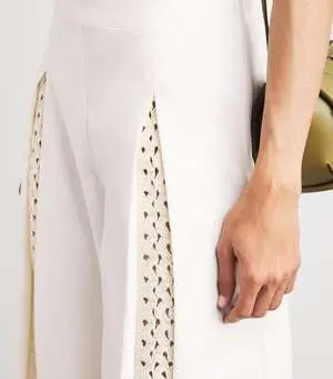 Escvdo Crochet-panel Wide-leg Trousers