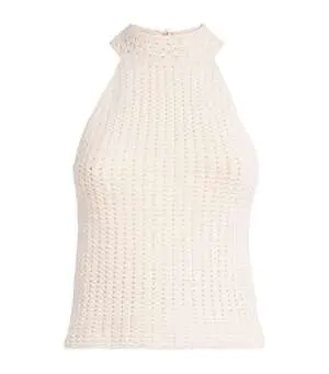 Escvdo Crochet Reflejo Halter Top - Ivory