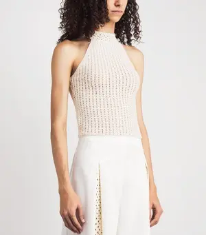 Escvdo Crochet Reflejo Halter Top - Ivory