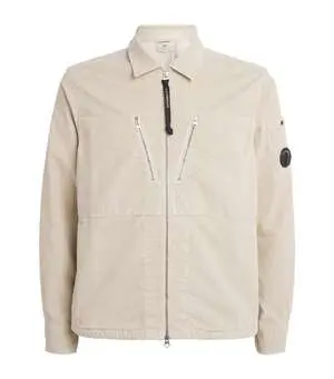 C.P. COMPANY Corduroy Lens Zip-up Overshirt - Silver