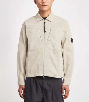 C.P. COMPANY Corduroy Lens Zip-up Overshirt - Silver