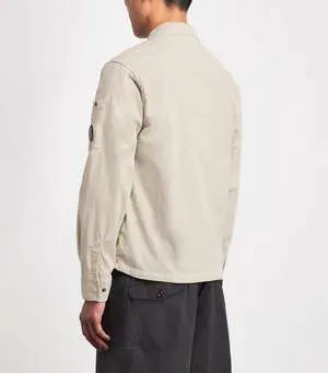 C.P. COMPANY Corduroy Lens Zip-up Overshirt - Silver
