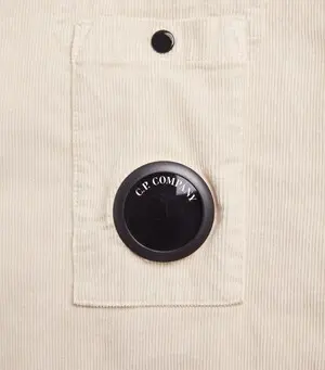 C.P. COMPANY Corduroy Lens Zip-up Overshirt - Silver