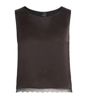 LESET Lace-trim Barb Tank Top