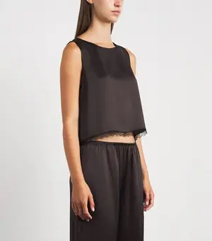 LESET Lace-trim Barb Tank Top