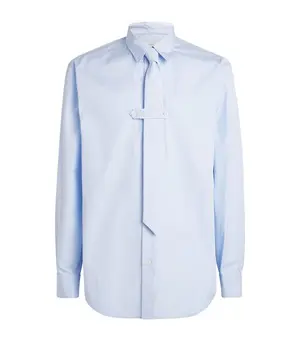 Dries Van Noten Cotton Integrated-tie Shirt - Blue