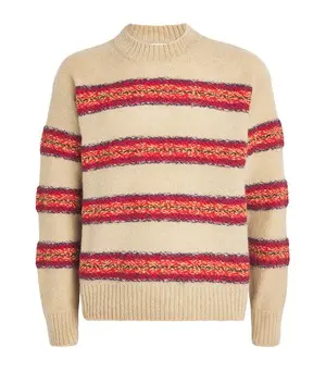 Dries Van Noten Alpaca-wool-blend Stripe Sweater - Beige