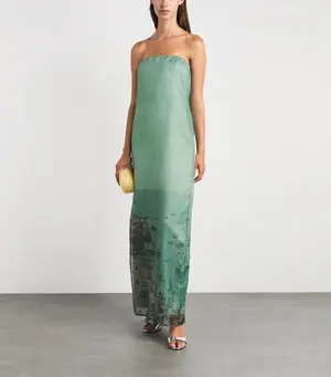 Staud Embellished Organza Maxi Dress - Green