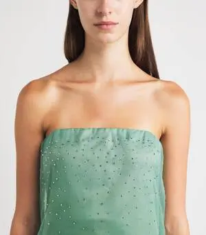 Staud Embellished Organza Maxi Dress - Green