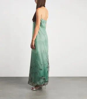 Staud Embellished Organza Maxi Dress - Green