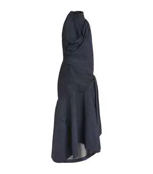 Zimmermann Valiant Draped Denim Maxi Dress - Navy