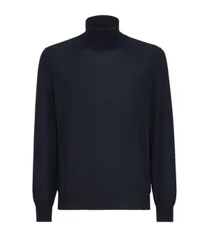 Brunello Cucinelli Cashmere-silk Rollneck Sweater - Blue