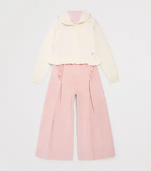 Monnalisa Ribbed Ruffle Rollneck Top