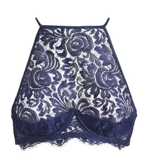 COCO DE MER Lace Tamara High-neck Balconette Bra - Blue