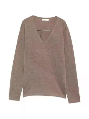 THE ROW V-neck Long-sleeve Knit - Brown