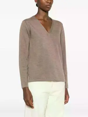 THE ROW V-neck Long-sleeve Knit