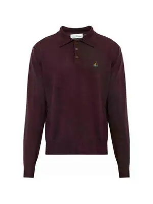 VIVIENNE WESTWOOD Orb-embroidered Polo-collar Sweater - Purple