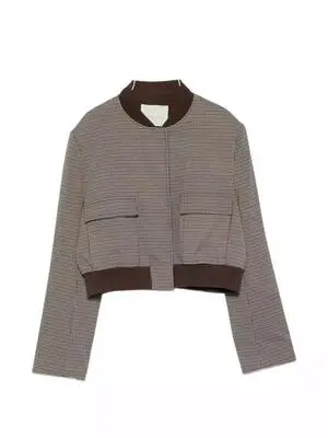 TWINSET Houndstooth Pattern Cropped Jacket - Brown