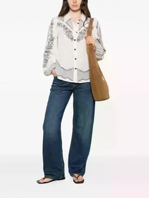 TWINSET Floral Print Polka Dot Blouse - Neutrals
