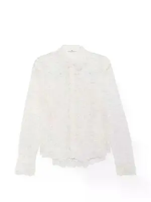 Ermanno Scervino Lace-overlay Scalloped-edge Shirt - Neutrals