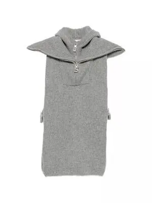 Sportmax Ribbed Knit Hooded Vest - Grey