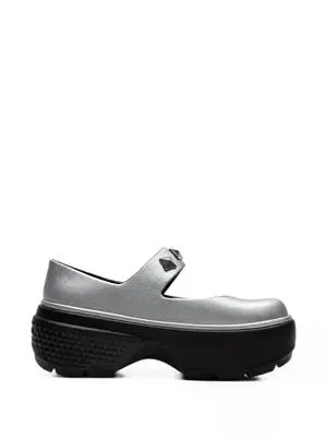 CROCS Studded Platform Loafers - Silver