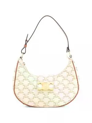 Celine Ava Triomphe Bag Triomphe Coated Canvas Shoulder Bag - White