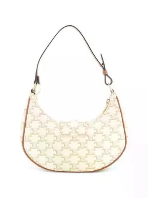 Celine Ava Triomphe Shoulder Bag In Triomphe Coated Canvas - White