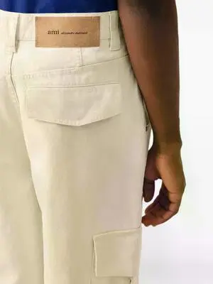 AMI Paris White Cotton Cargo Trousers
