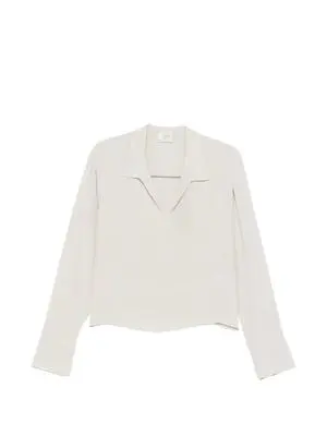 ALYSI Spread-collar Long-sleeve Blouse - Neutrals