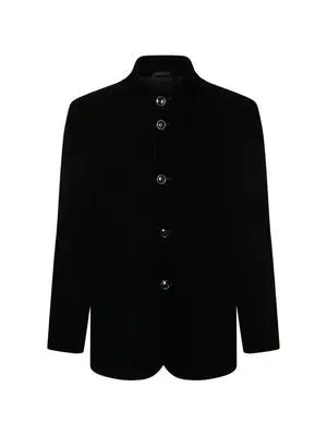 Giorgio Armani Mandarin-collar Velvet Blazer - Black