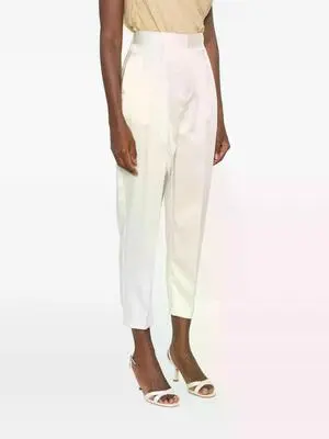 Elisabetta Franchi Butter Yellow Satin Pleated Trousers