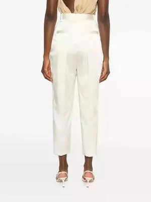 Elisabetta Franchi Butter Yellow Satin Pleated Trousers