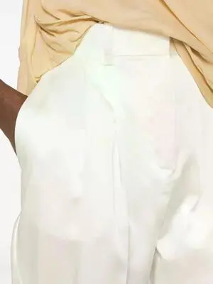 Elisabetta Franchi Butter Yellow Satin Pleated Trousers