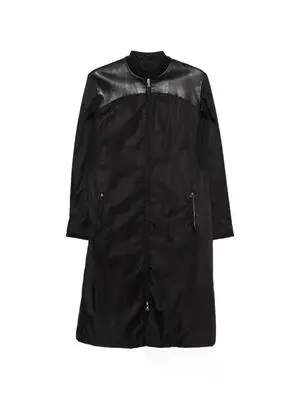 Prada Leather Paneled Zip-up Coat