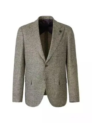 LARDINI Houndstooth Single-breasted Blazer - Neutrals