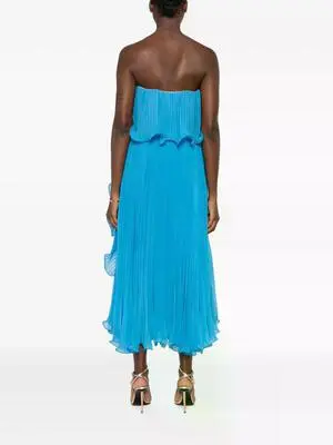 SIMONA CORSELLINI Pleated Ruffled Midi Dress