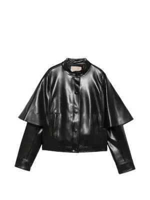 TWINSET Faux-leather Cape Jacket - Black