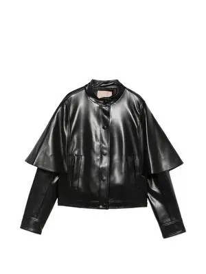 TWINSET Faux-leather Cape Jacket - Black