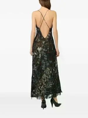 Roberto Cavalli Maxi Feather-effect Lace Dress